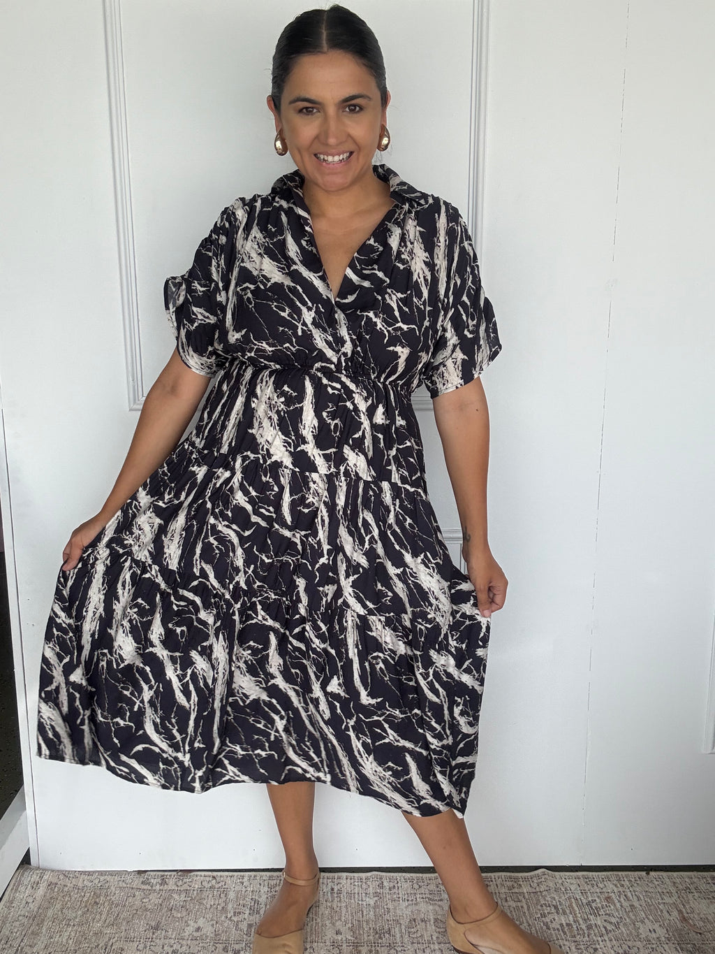 Kirah Dress Navy Marble
