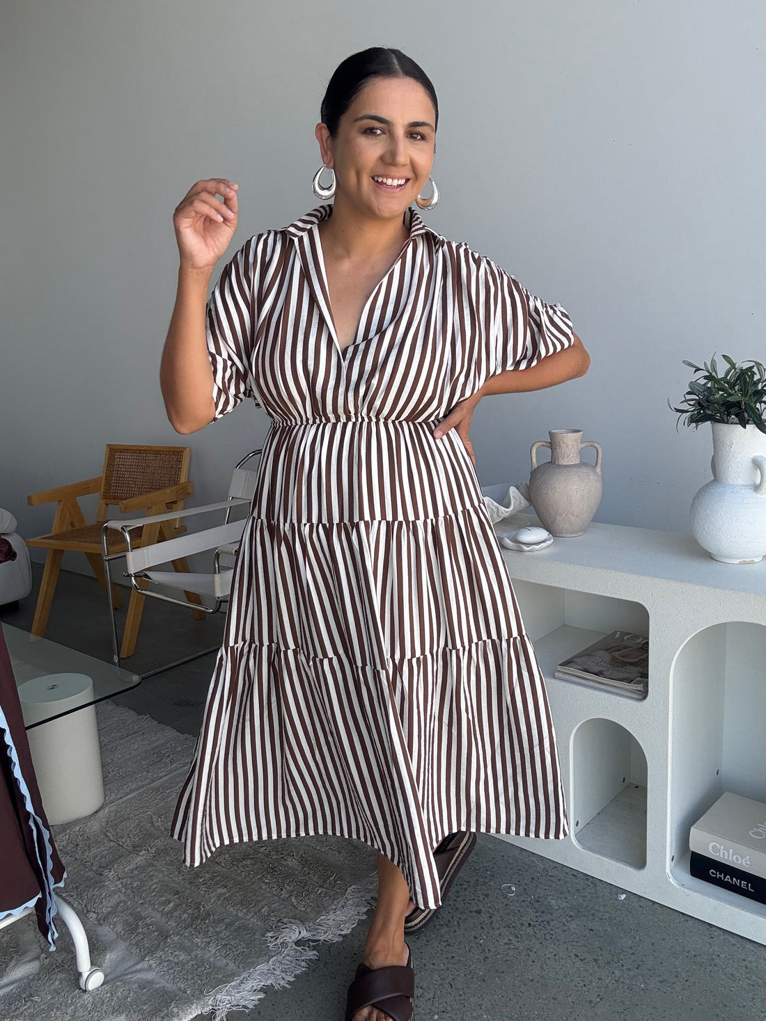 Kirah Dress Brown Stripe RESTOCKING MAY